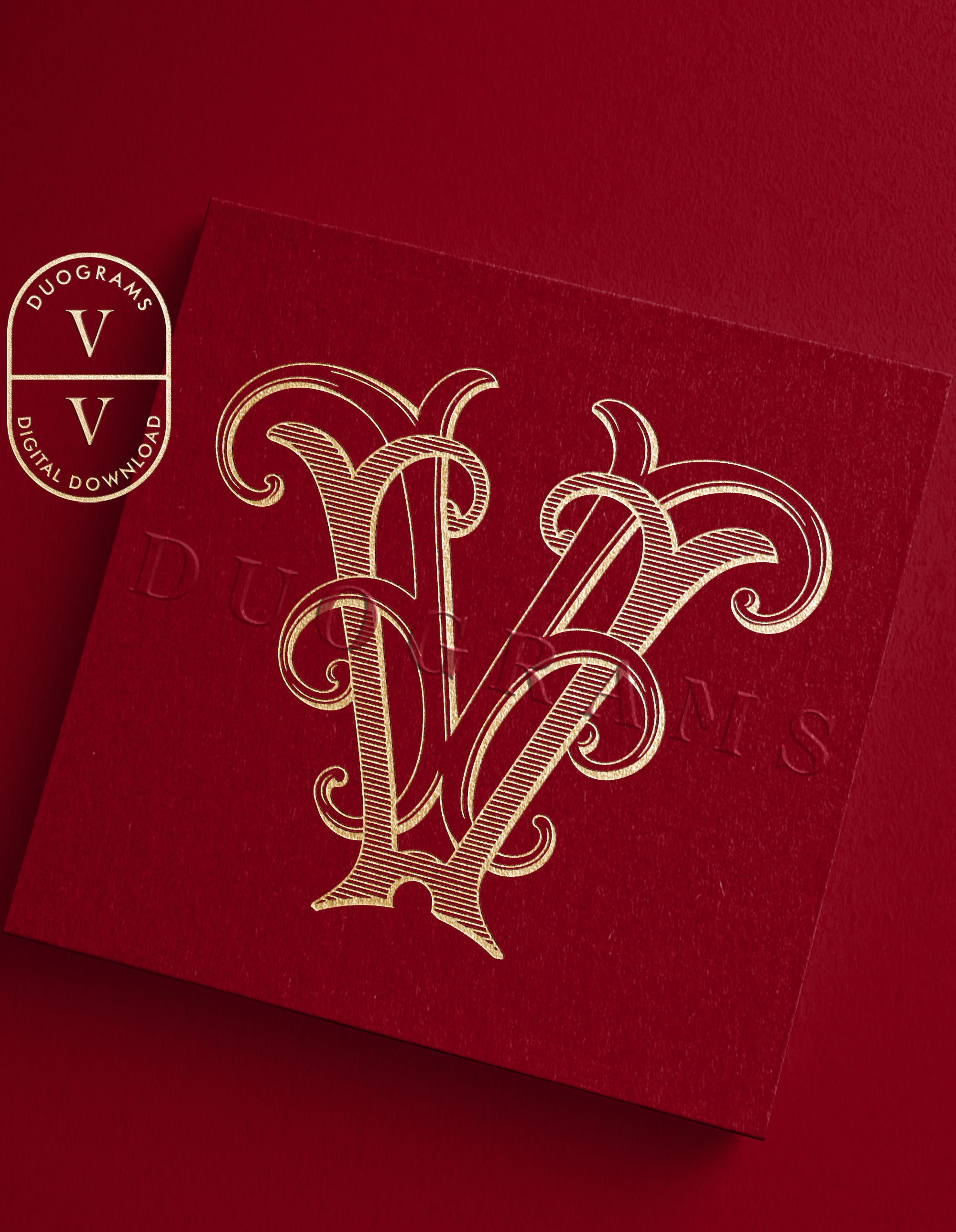 Double V Vintage Wedding Monogram Logo Design VV 2-letter Monogram SVG ...