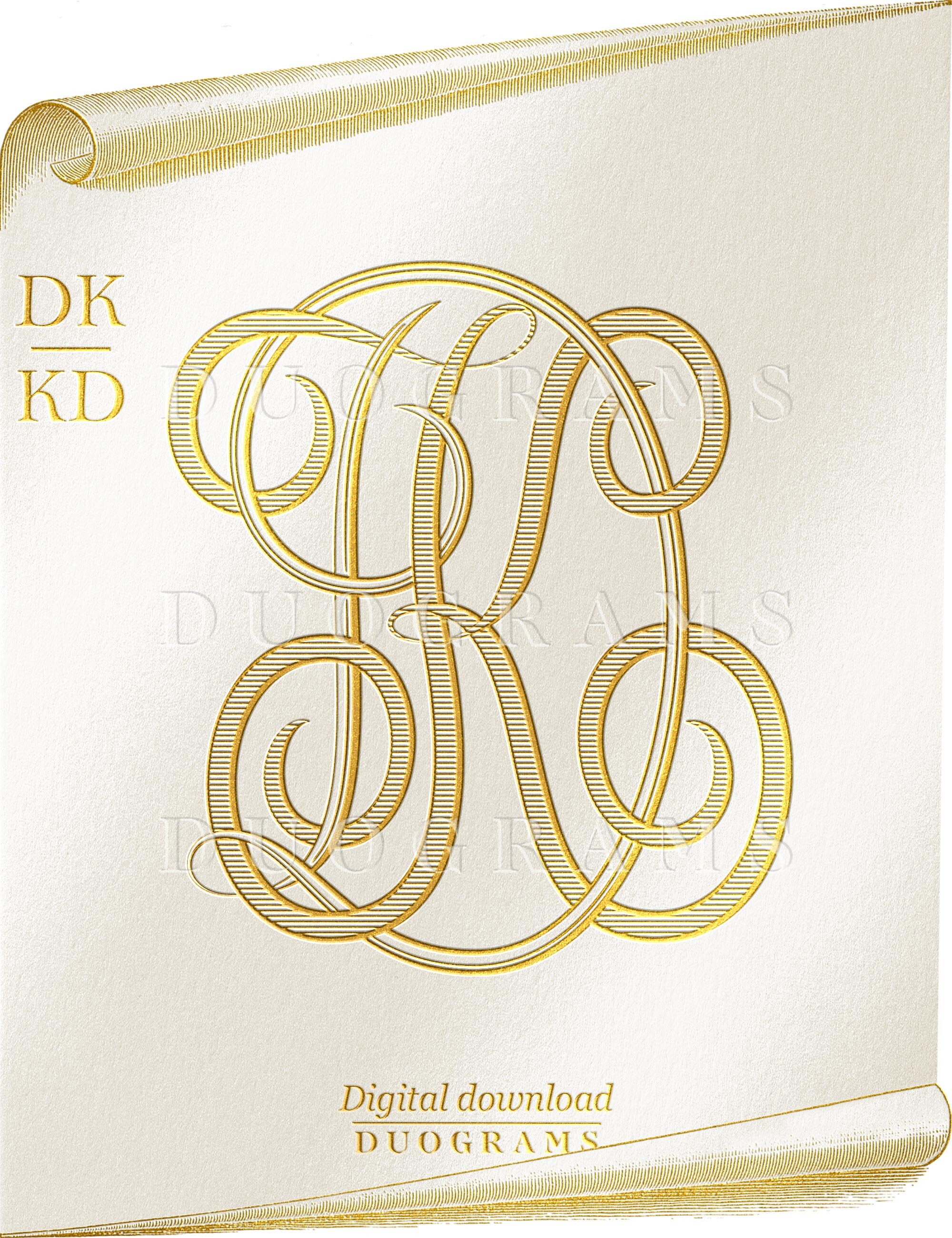 DK KD Vintage Duogram D K Intertwined Monogram K D Digital Download - Etsy