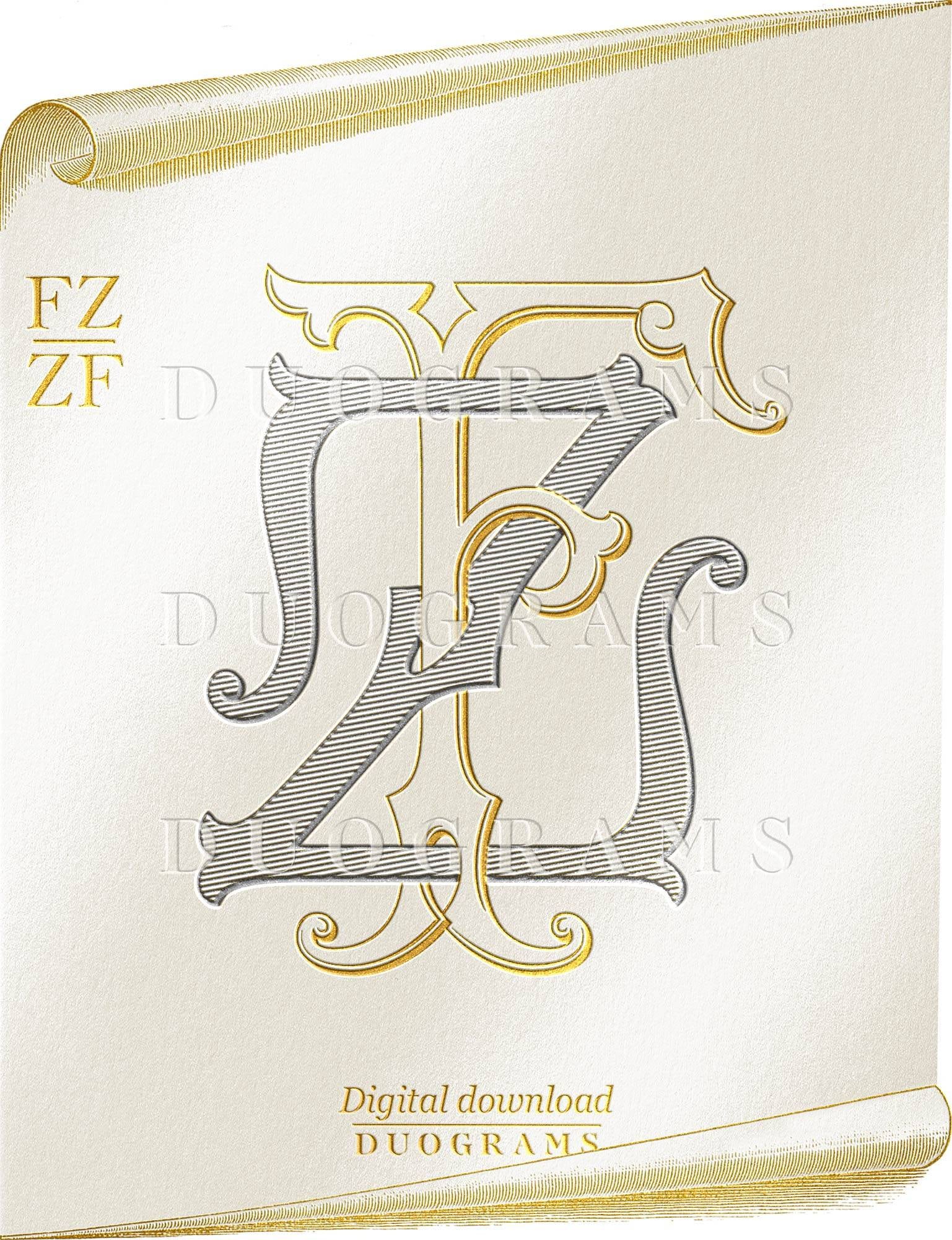 FZ ZF Wedding Monogram Logo Design Z F Two Letter Monogram Initials F Z ...
