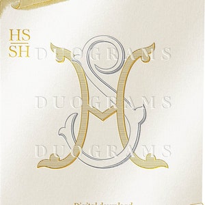 Elegant Wedding Monogram Logo HS or SH 2 Letter Monogram Design H S ...