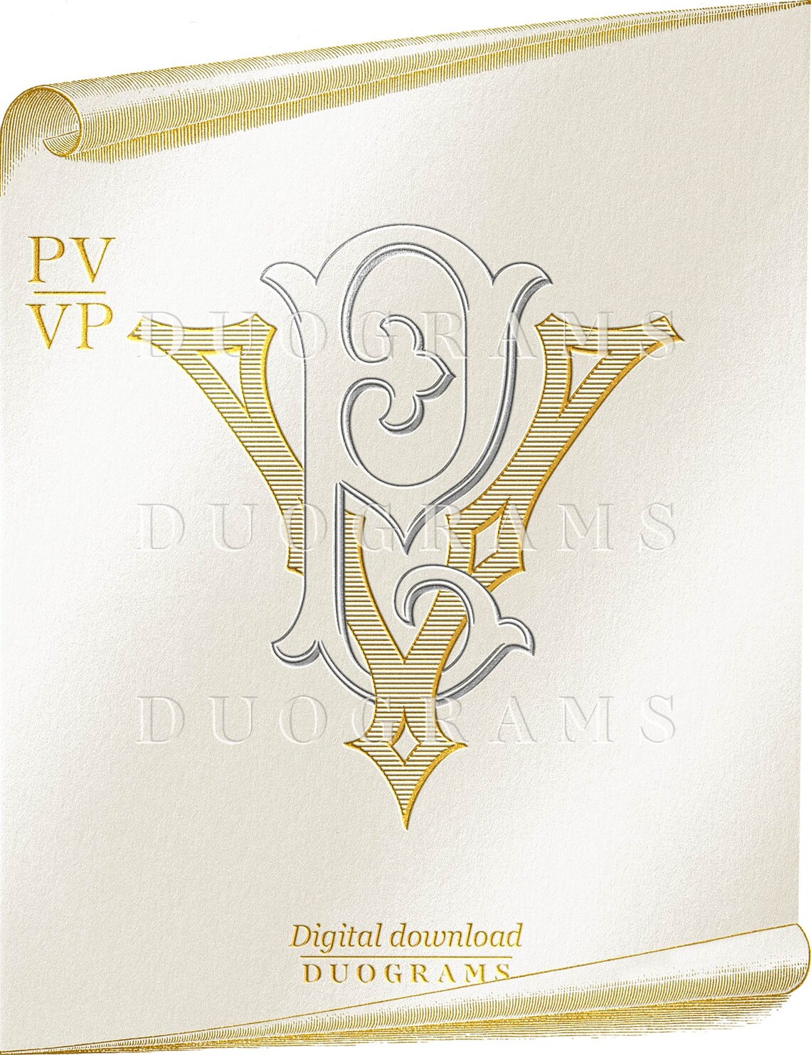 PV VP Wedding Monogram Logo Design SVG 2-letters Monogram P V Digital ...
