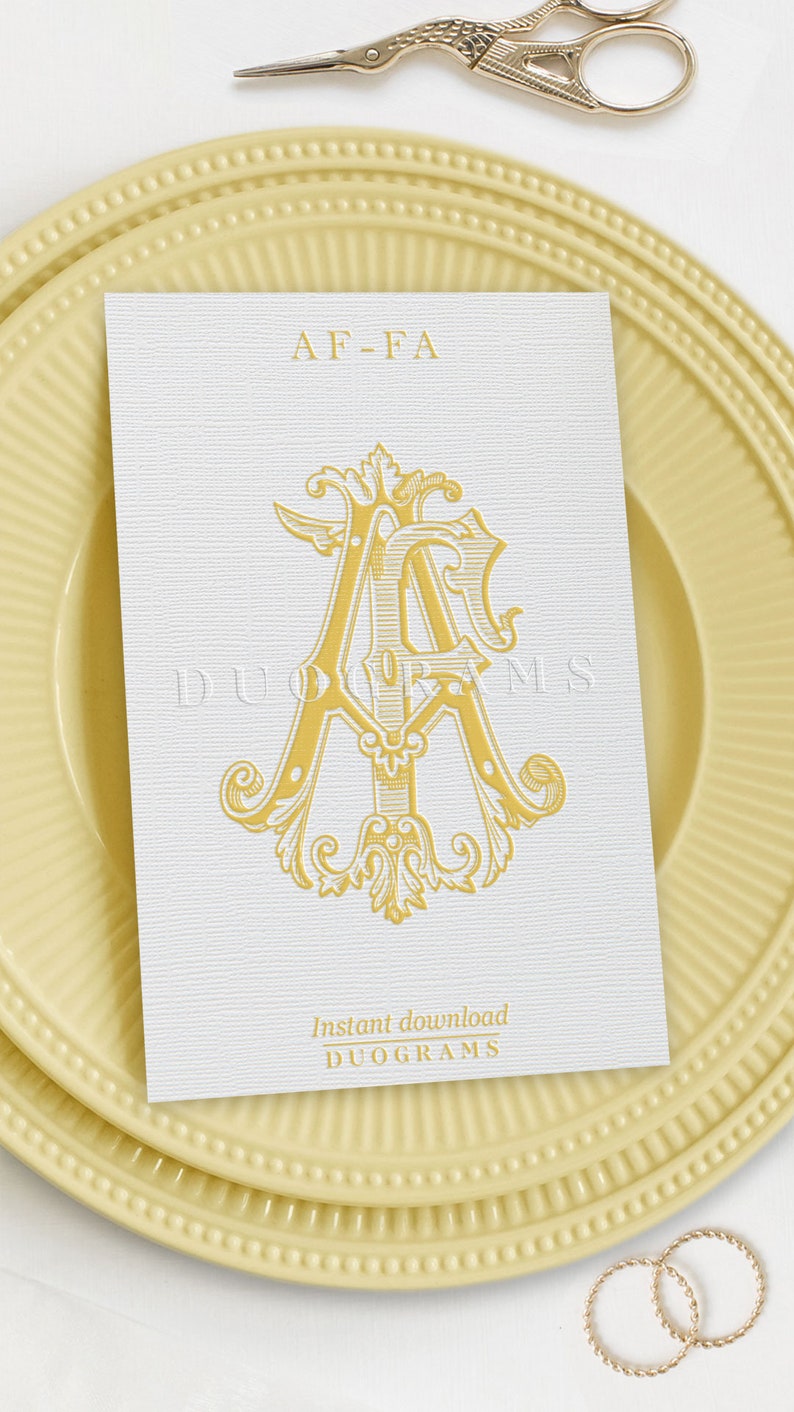 Vintage Monogram Logo AF or FA 2-letter Monogram Design A F Wedding ...