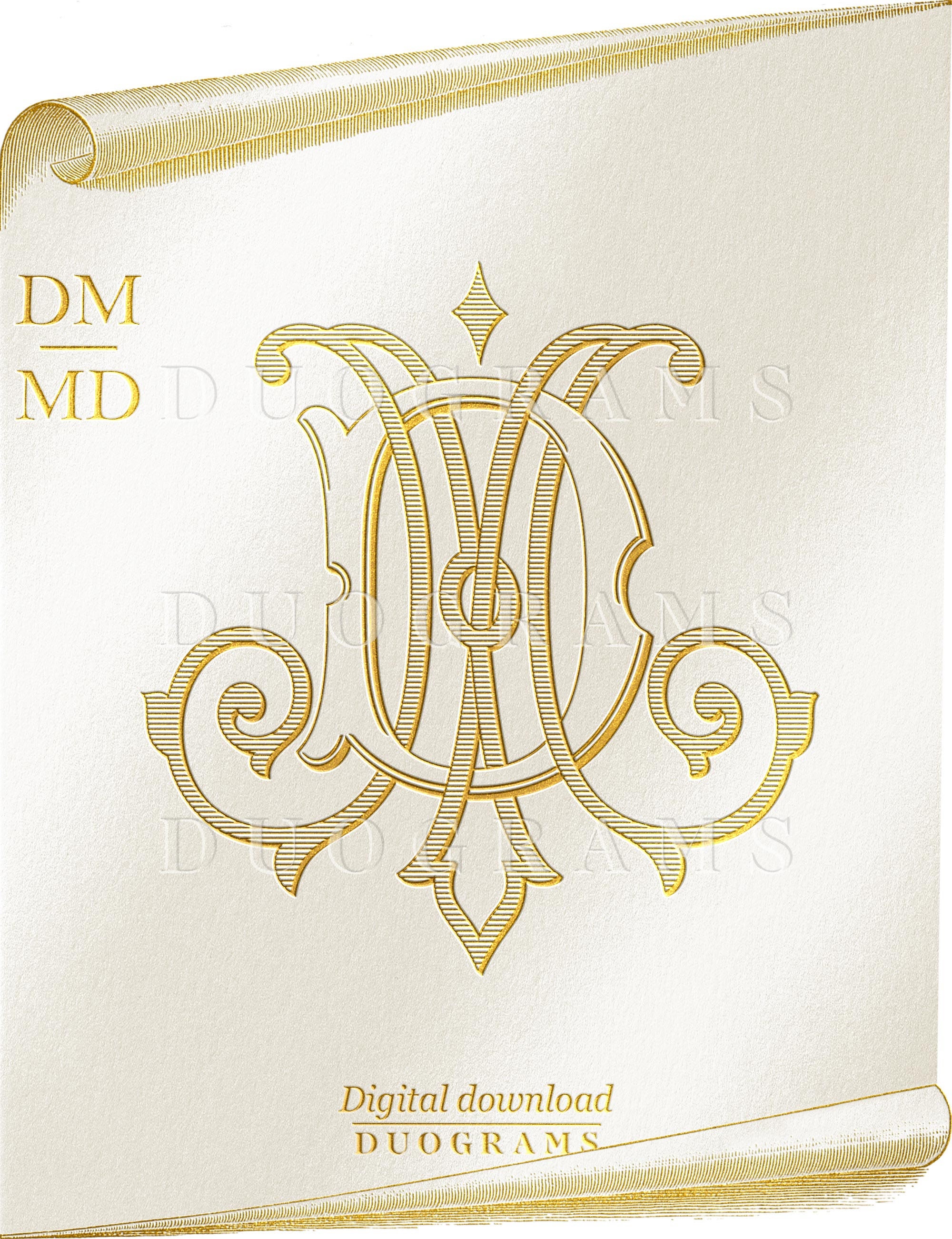 Vintage Wedding Monogram Logo MD DM Duogram M D Intertwined Monogram ...