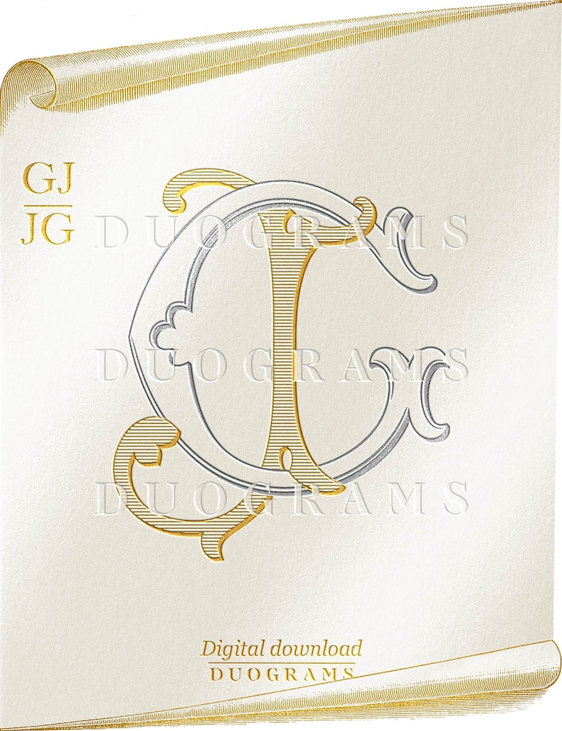 Interlocking Wedding Monogram Logo GJ or JG Two Letter Monogram Design ...