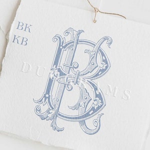 BK KB Vintage Wedding Monogram Logo Design B K 2-letter Monogram K B ...
