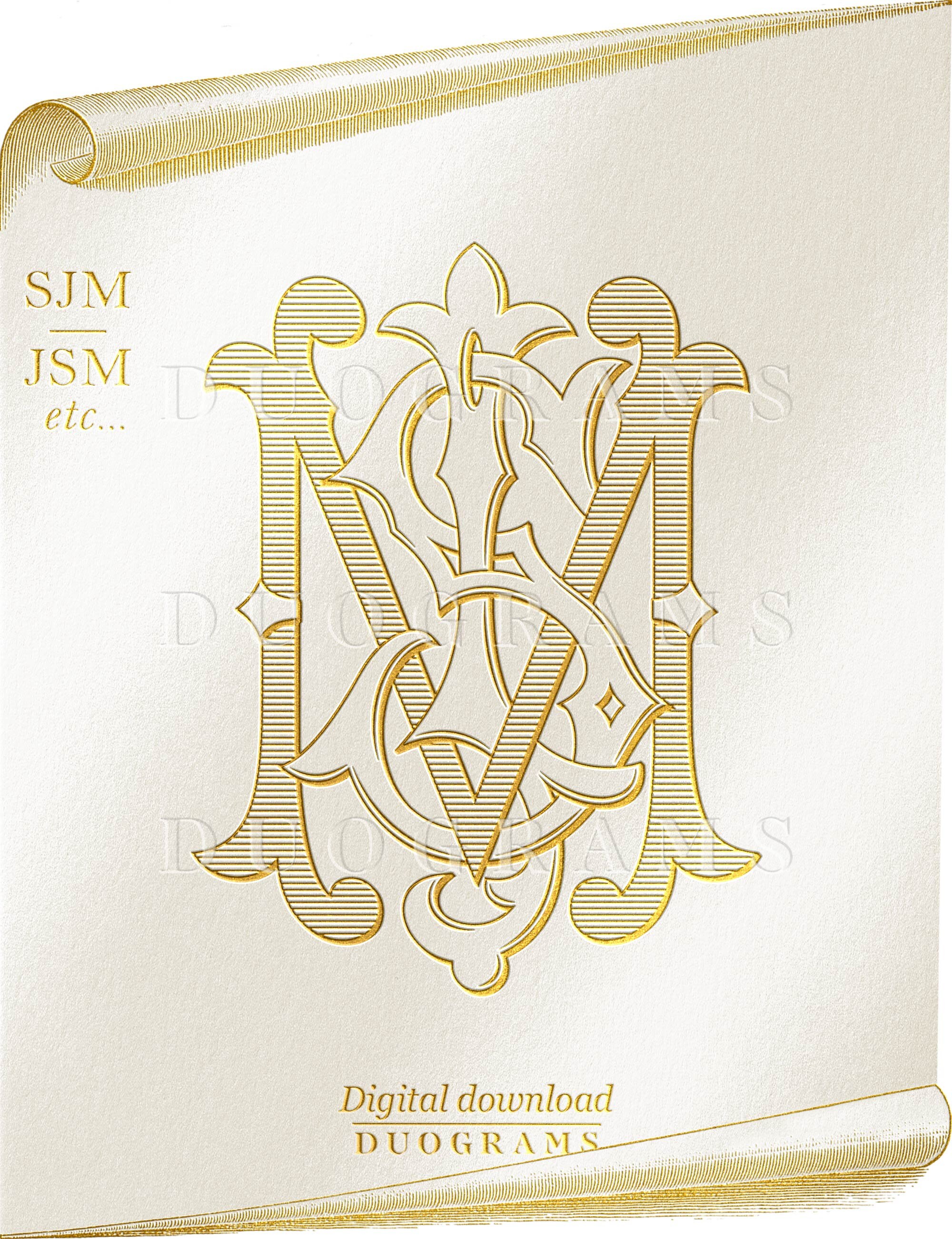 Custom 3 Letter Wedding Monogram Logo Design SJM JSM MSJ Etc... 2 Free ...
