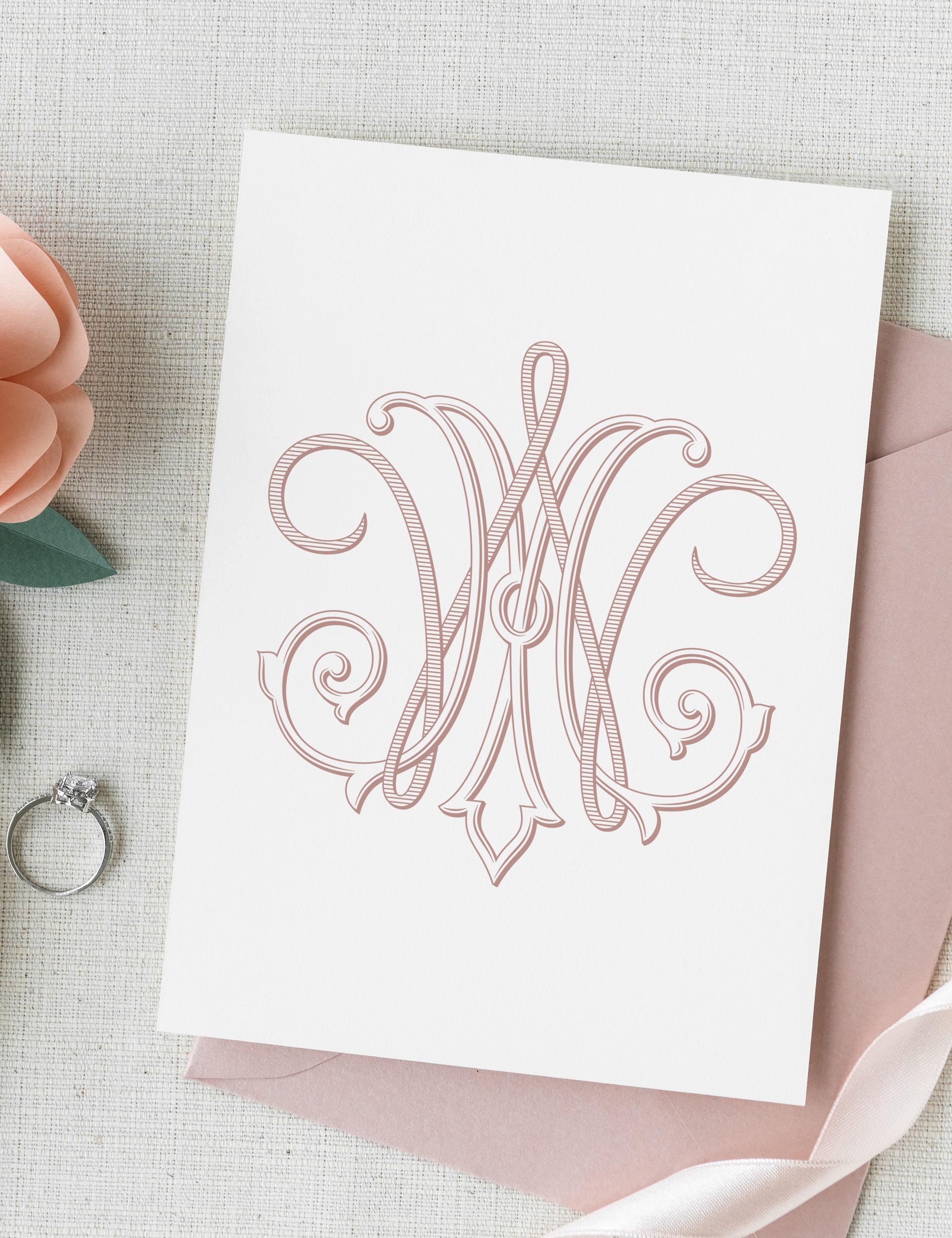 Wedding Monogram Logo Design MW WM Monogram Wreath SVG - Etsy