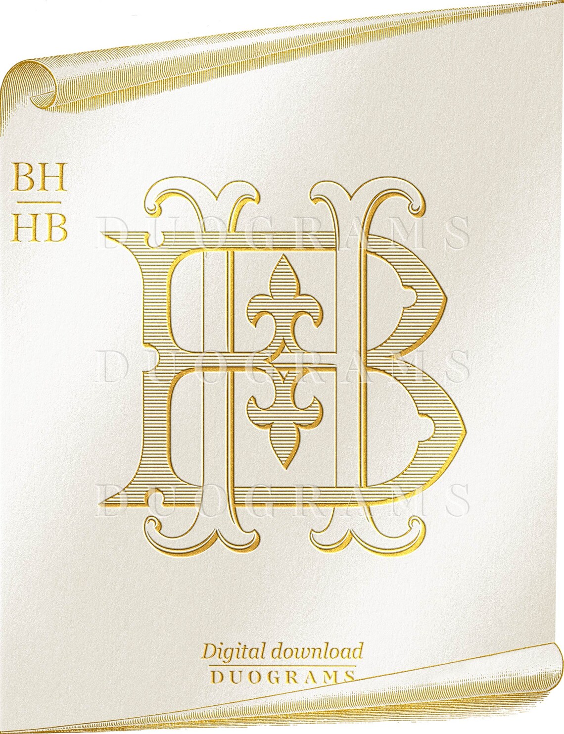 Wedding Monogram Logo Design BH HB Monogram Wreath SVG Digital Download ...
