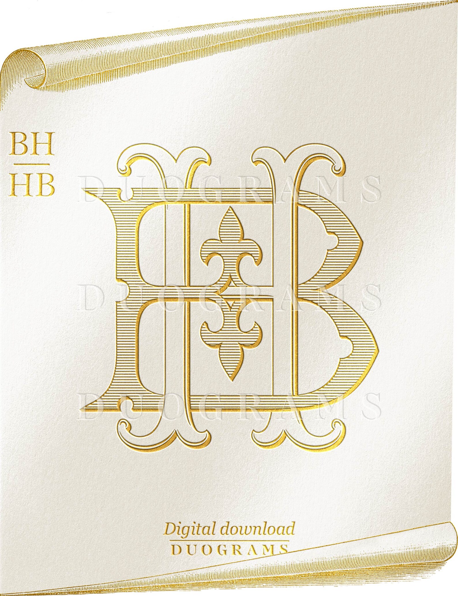 Wedding Monogram Logo Design BH HB Monogram Wreath SVG Digital Download ...