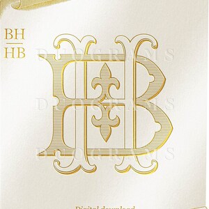 Wedding Monogram Logo Design BH HB Monogram Wreath SVG Digital Download ...