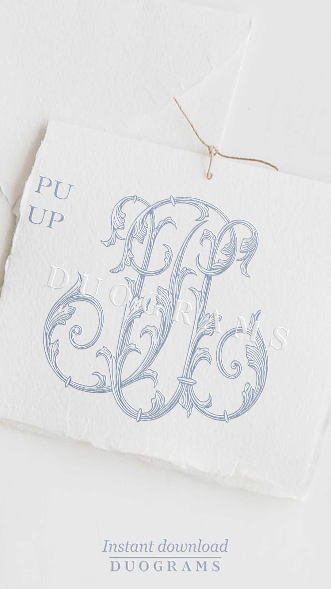 PU UP Vintage Wedding Monogram Logo Design P U 2-letter Monogram U P ...