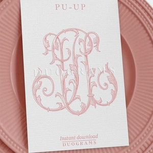 PU UP Vintage Wedding Monogram Logo Design P U 2-letter Monogram U P ...