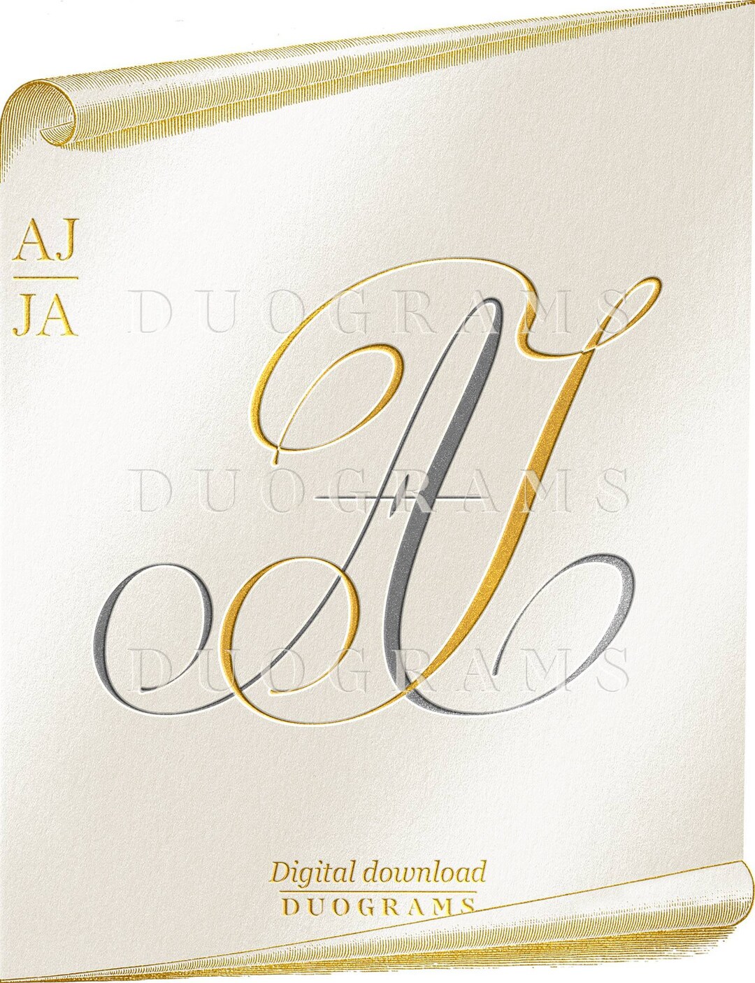 AJ Elegant Wedding Monogram Logo JA Vintage Duogram SVG - Etsy