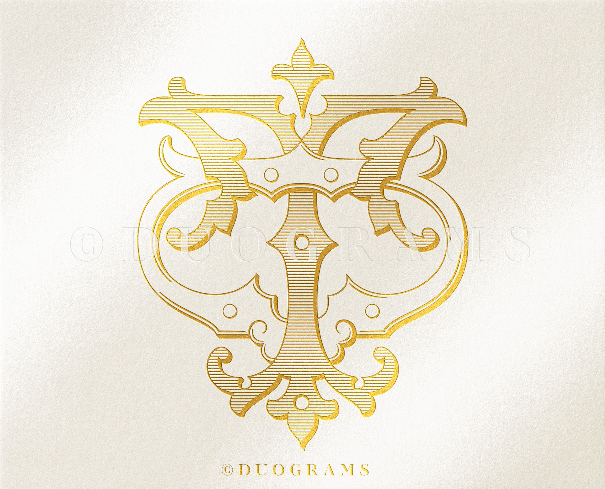 Vintage Monogram DT TD Wedding Monogram Two Letter | Etsy