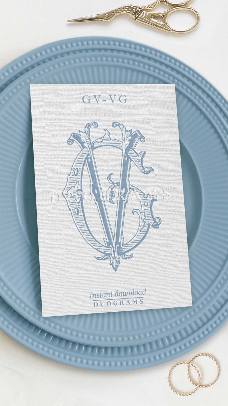 Wedding Logo Design GV or VG Two Letter Monogram G V Interlocking ...