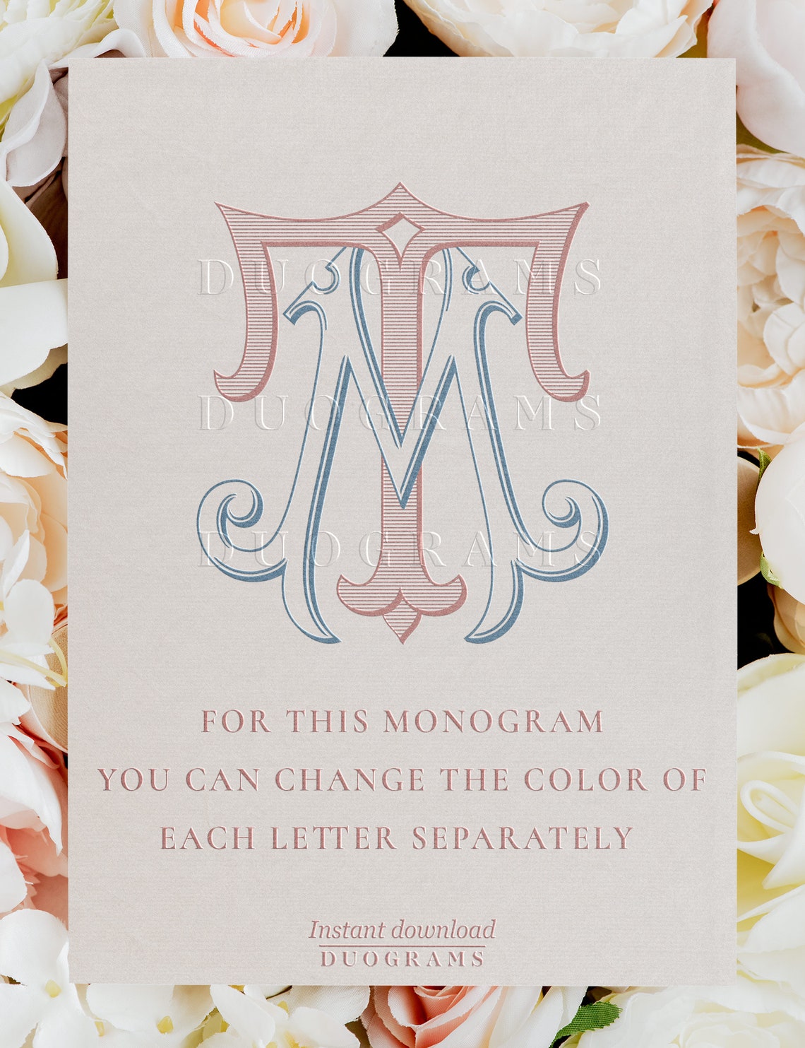 Monogram Logo Design MT TM Monogram Wreath SVG Digital Download - Etsy