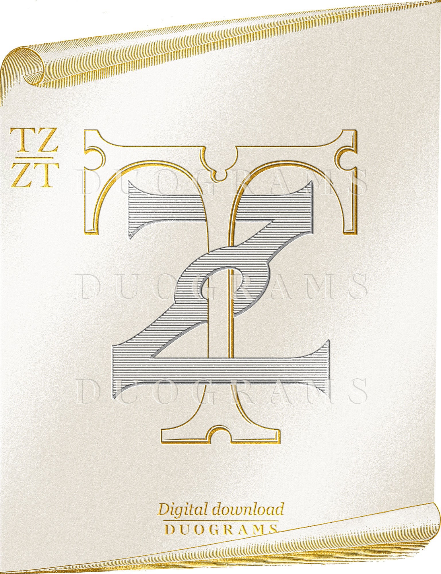 TZ ZT Wedding Monogram Logo Design T Z Z T Two Letter Monogram Initials ...