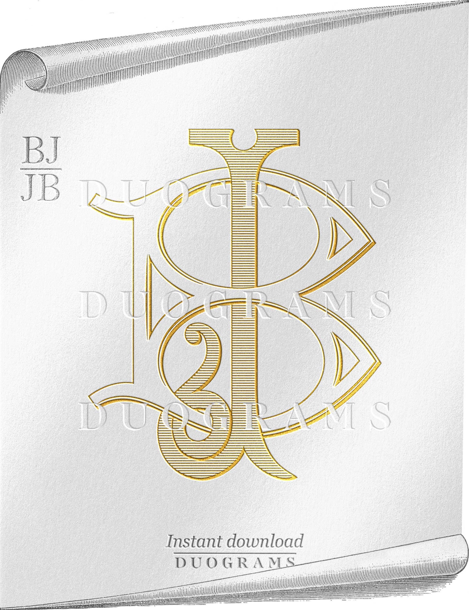 Interlocking Vintage Monogram BJ or JB Two Letter Monogram Logo Design ...