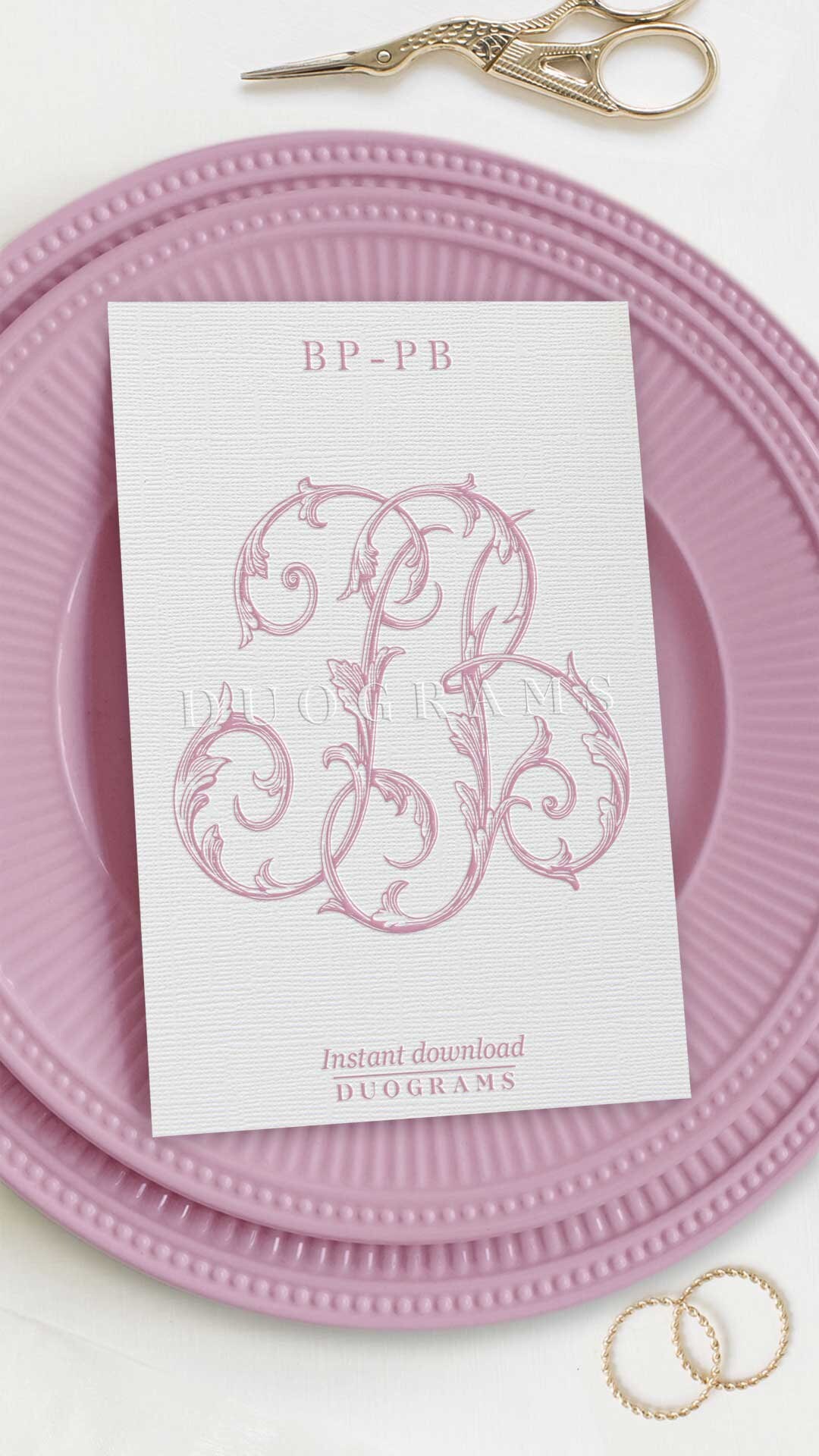 BP PB Vintage Wedding Monogram Logo Design B P 2-letter Monogram P B ...