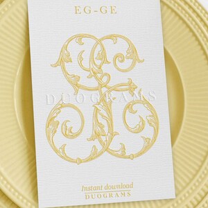 EG GE Vintage Wedding Monogram Logo Design E G Two Letter Monogram G E ...