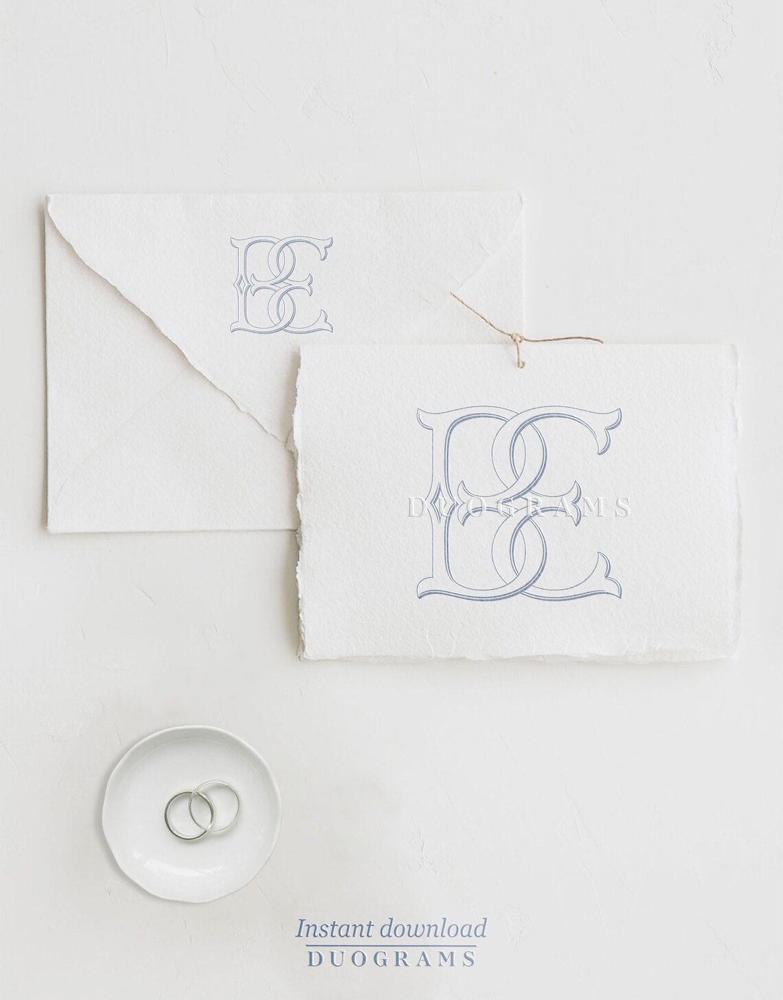 Vintage Wedding Monogram BE or EB, Two Letter Monogram Logo Design ...