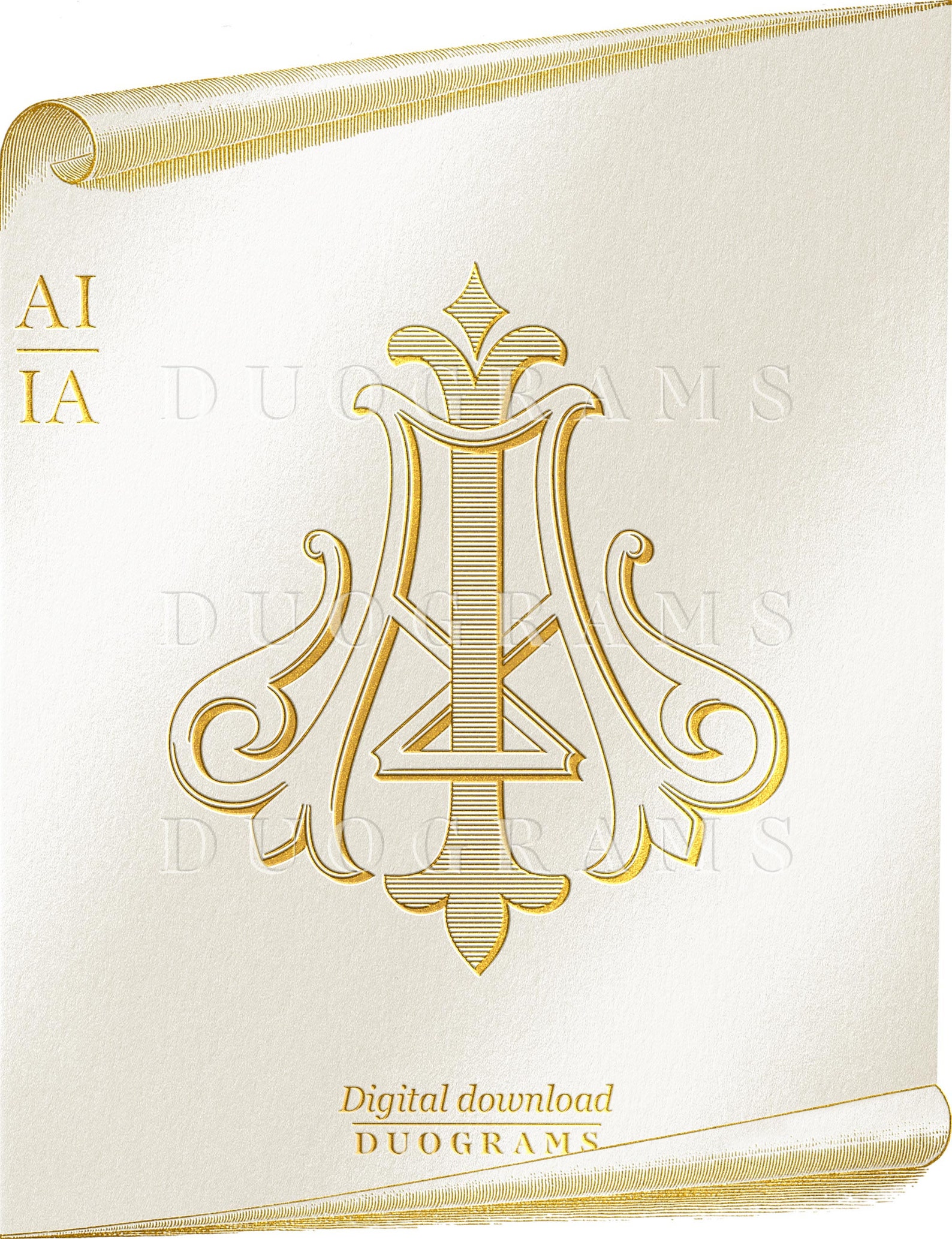 Vintage Wedding Monogram Logo AI IA Duogram A I Intertwined Monogram ...