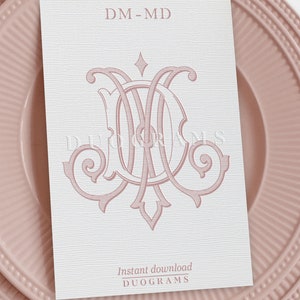Vintage Wedding Monogram Logo MD DM Duogram M D Intertwined Monogram ...