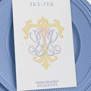 3 Letter Monogram Logo JKT or KTJ or TJK Interlocking Wedding Monogram ...
