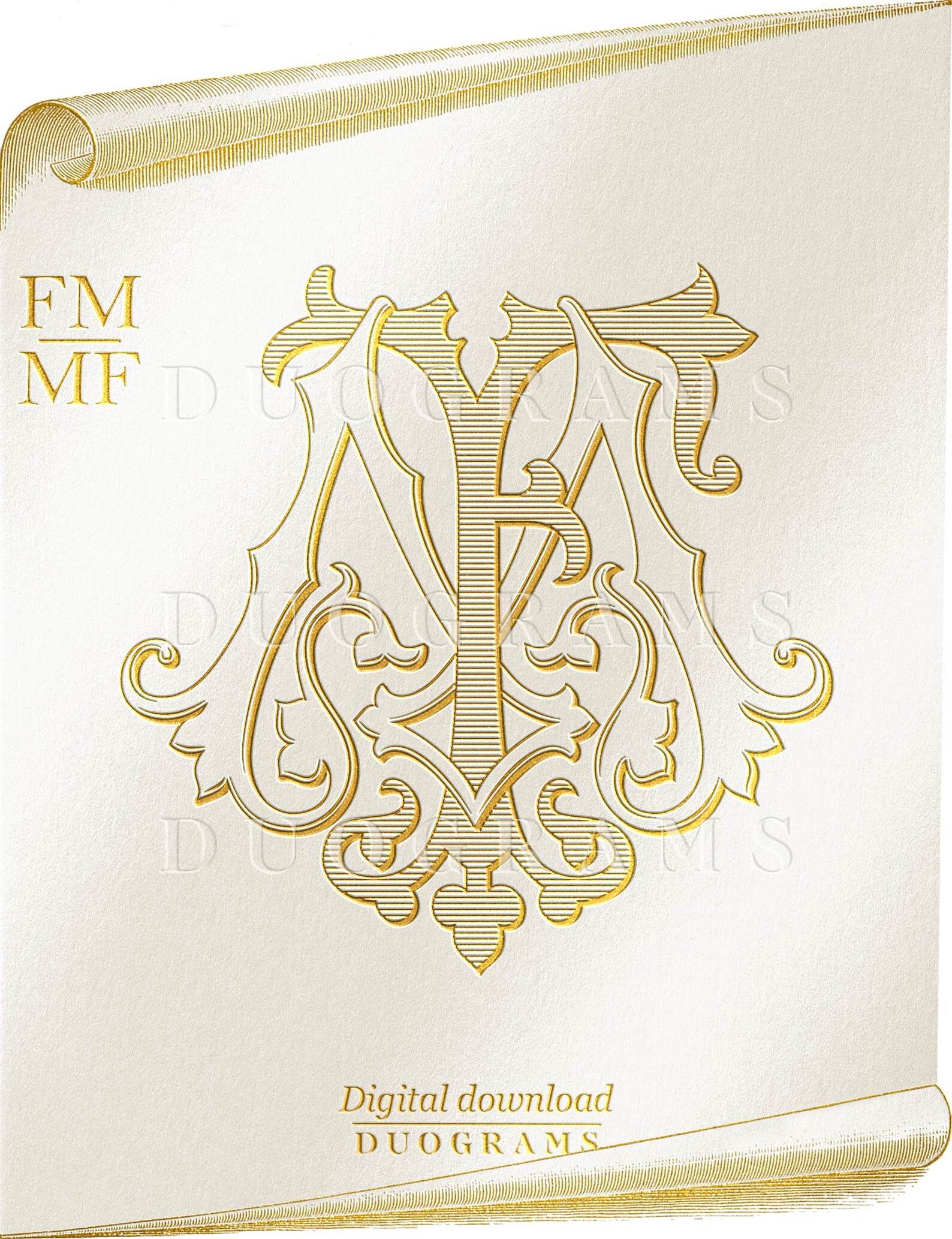 FM MF Vintage Wedding Monogram Logo Designs SVG Digital Download F M ...