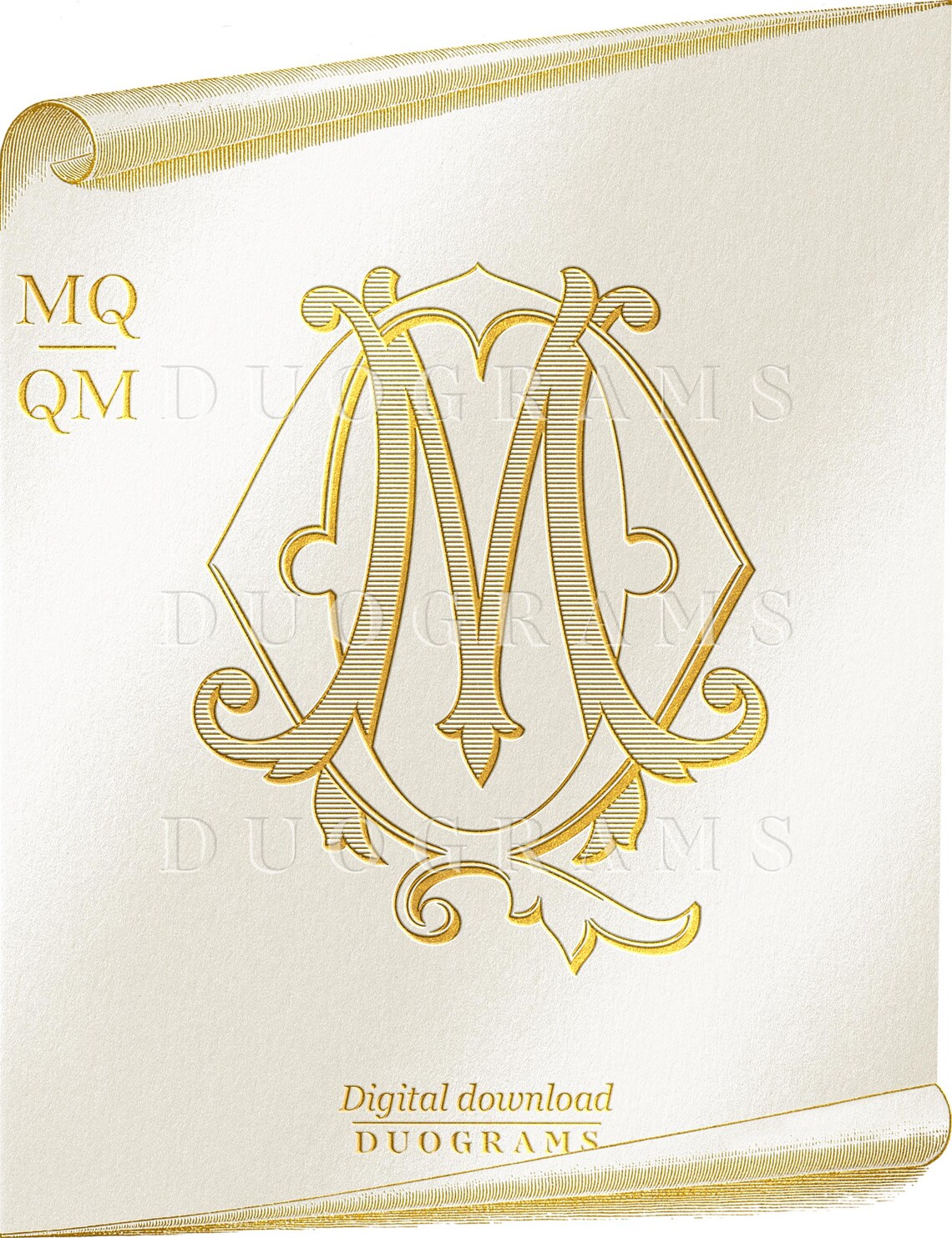 MQ Vintage Wedding Monogram Logo QM Instant Download - Etsy