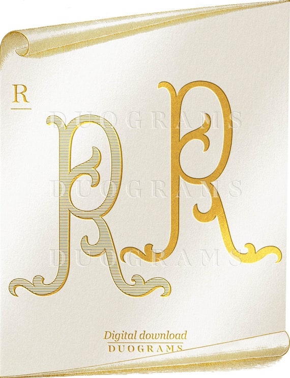 2 Vintage Wedding Monograms R Monogram Wreath SVG - Etsy