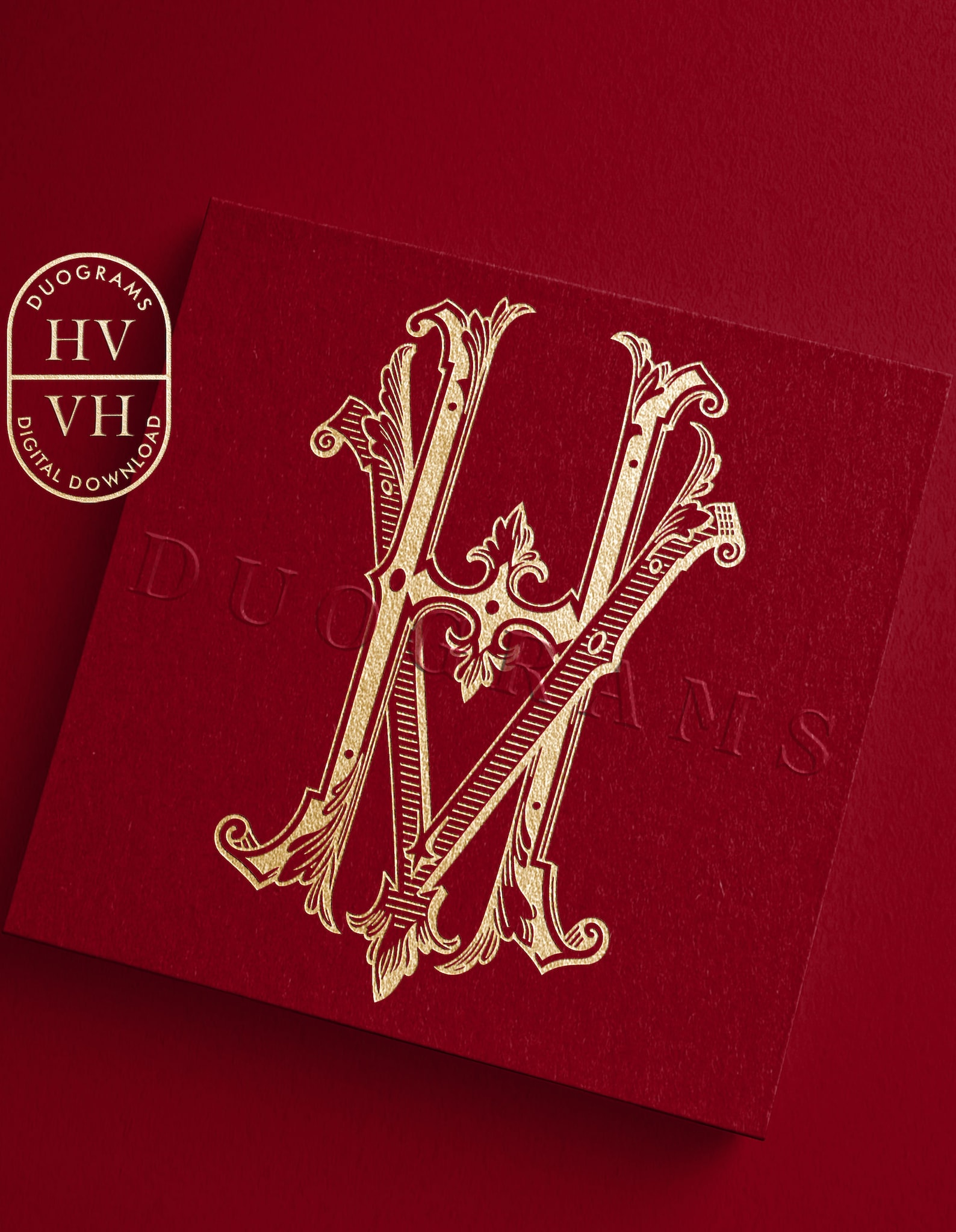 HV VH Vintage Wedding Monogram Logo Design H V Two Letter Monogram SVG ...