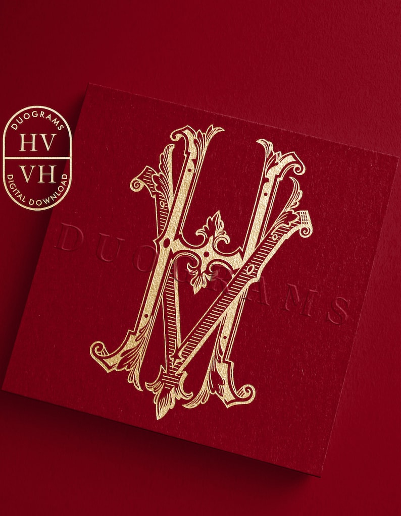 HV VH Vintage Wedding Monogram Logo Design H V Two Letter Monogram SVG ...