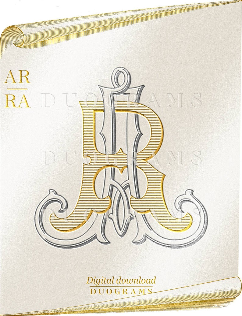 AR Vintage Wedding Monogram Logo RA Instant Download - Etsy