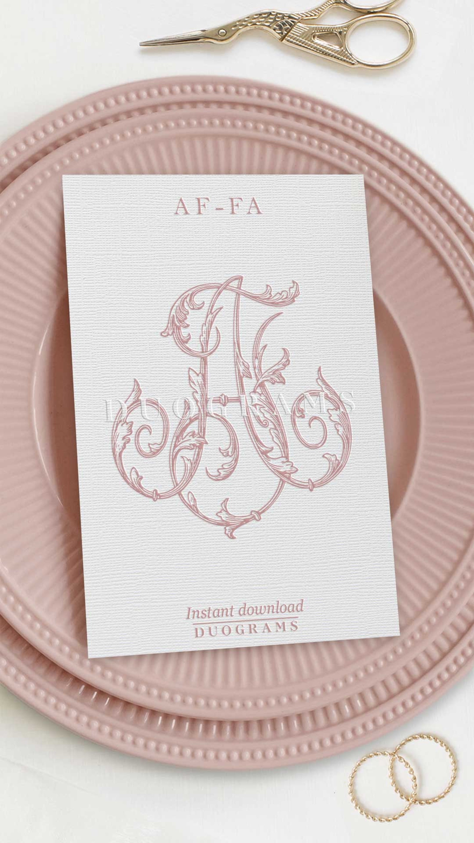 AF FA Vintage Wedding Monogram Logo Design A F Digital Download F A Two ...