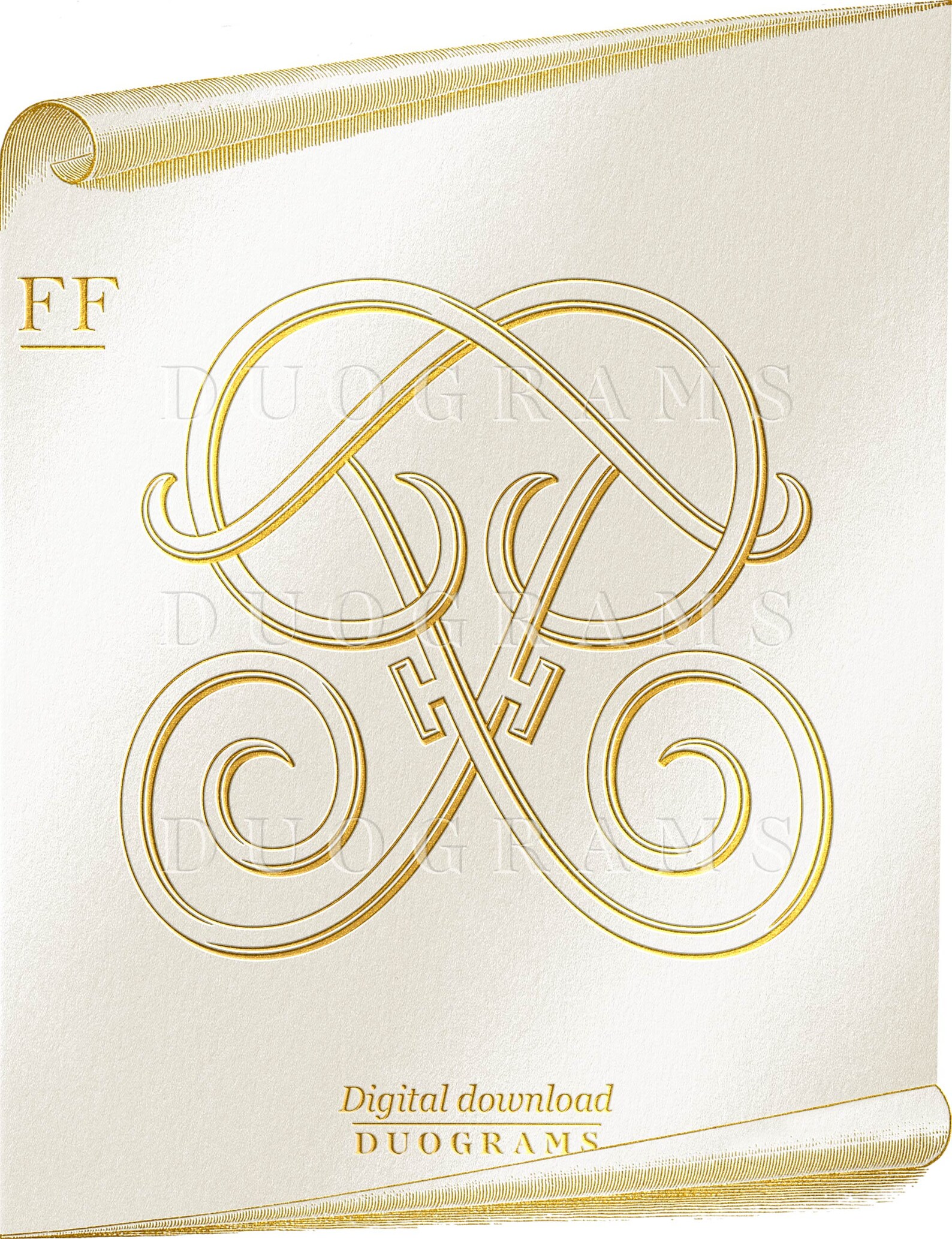 Vintage Wedding Monogram Logo FF Monogram Wreath SVG - Etsy