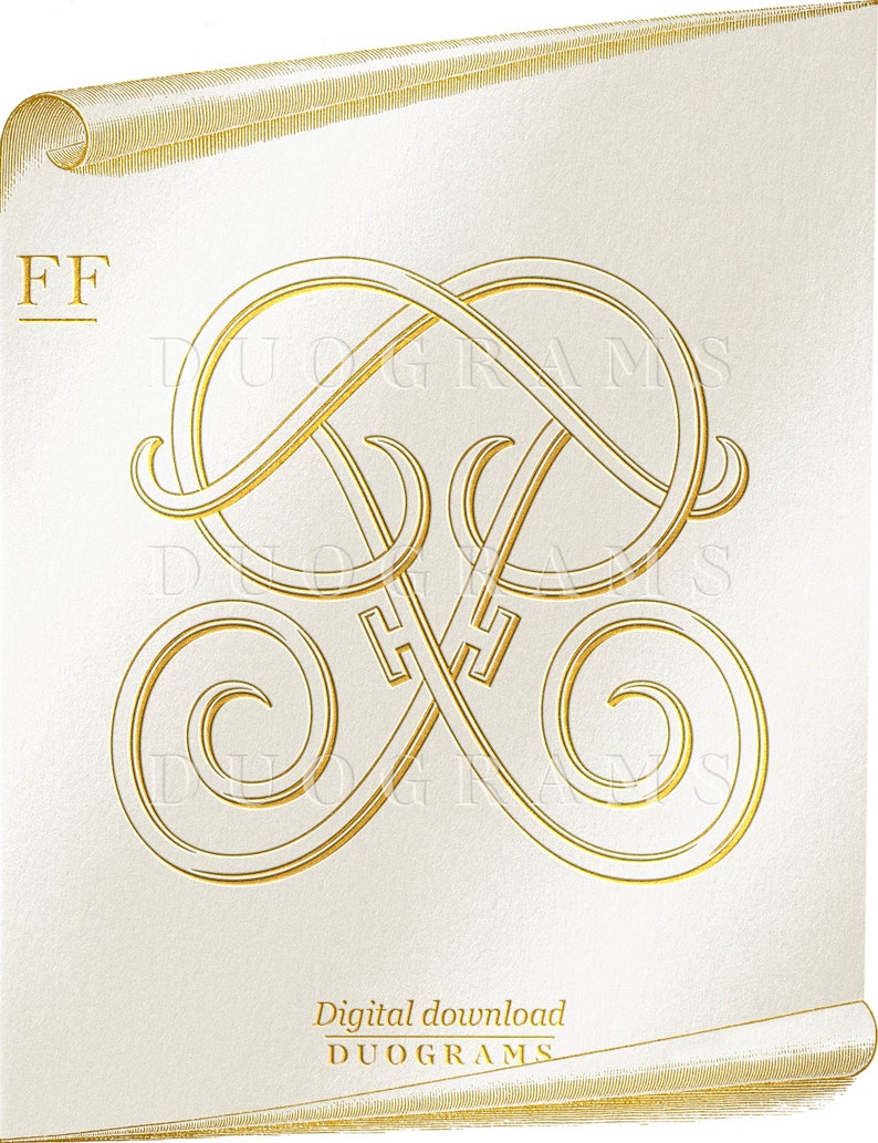 Vintage Wedding Monogram Logo FF Monogram Wreath SVG - Etsy