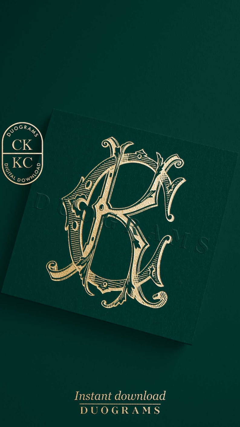 Vintage Monogram Logo CK or KC Two Letter Monogram Design C K Wedding ...