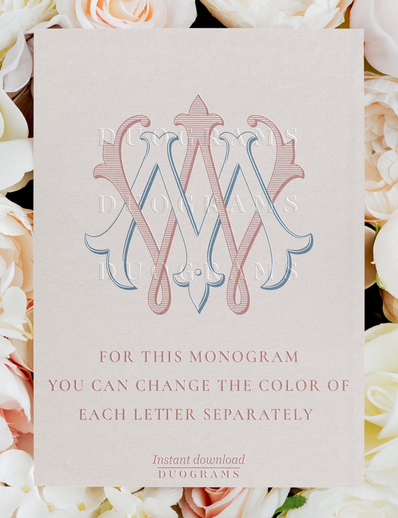 Wedding Monogram Logo Design MW WM Monogram Wreath SVG Digital Download ...