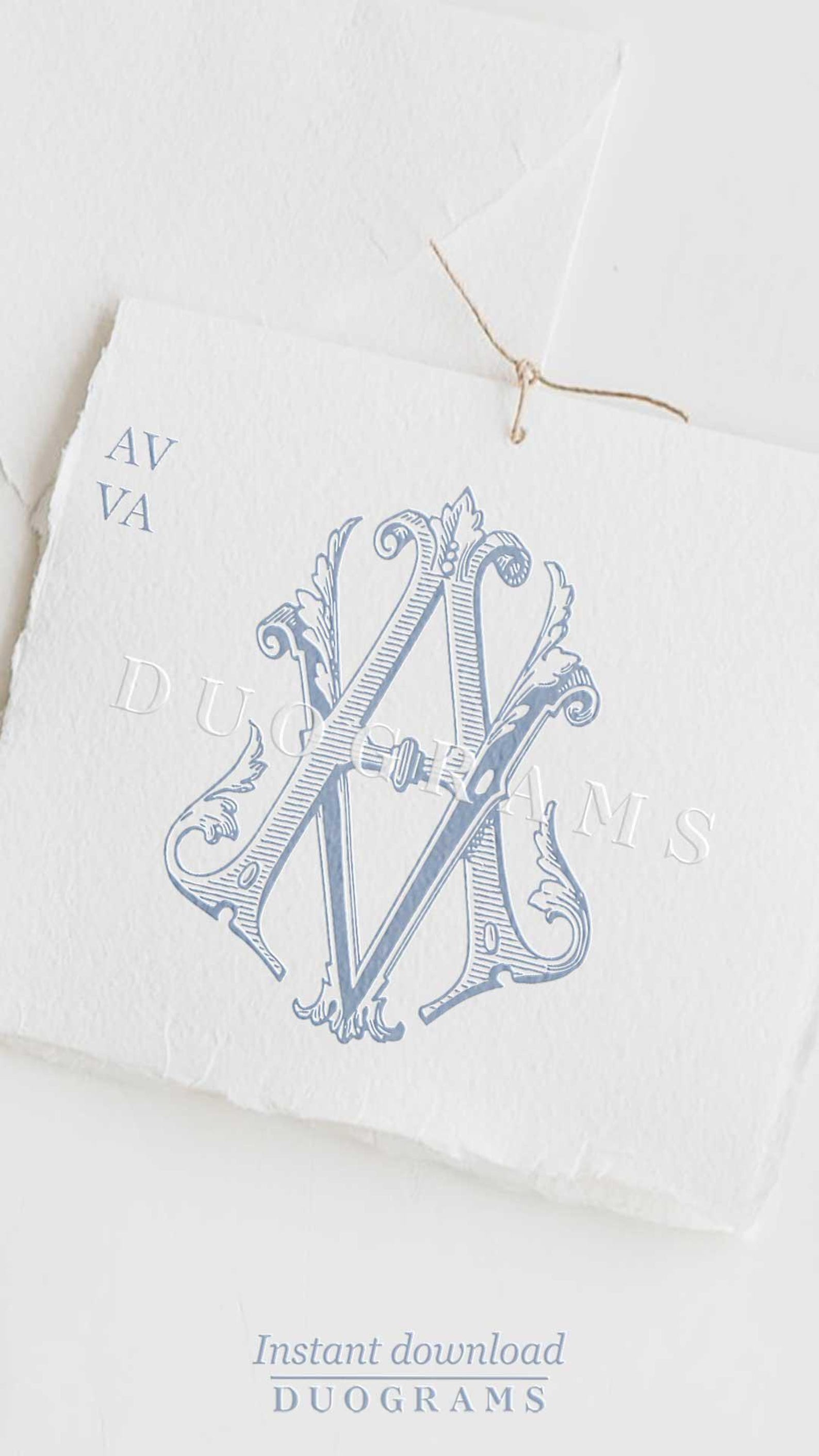 AV VA Vintage Wedding Monogram Logo Designs SVG Two Letters Monogram A ...