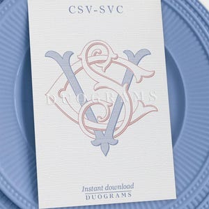 Wedding 3 Letter Monogram CSV or SVC or VCS Interlocking Monogram ...