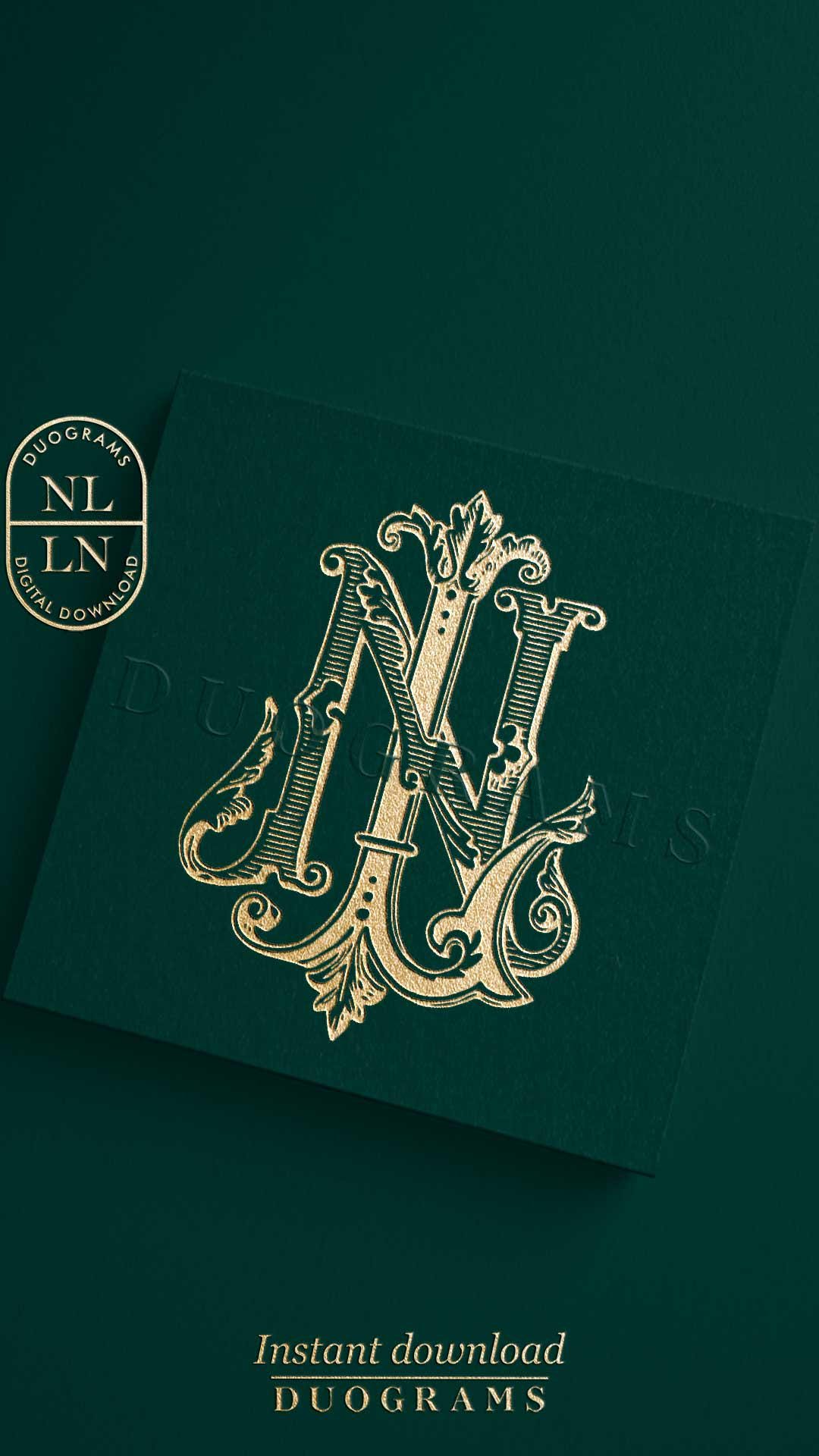 LN NL Vintage Wedding Monogram Logo Design SVG 2-letter Monogram L N ...