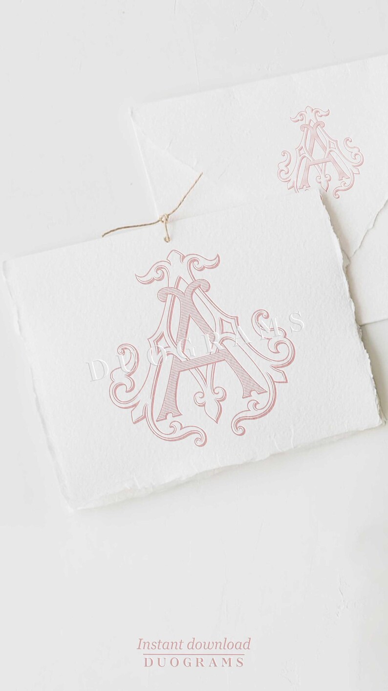 AA Vintage Wedding Monogram AA Duogram A A Interlocking Monogram Logo ...