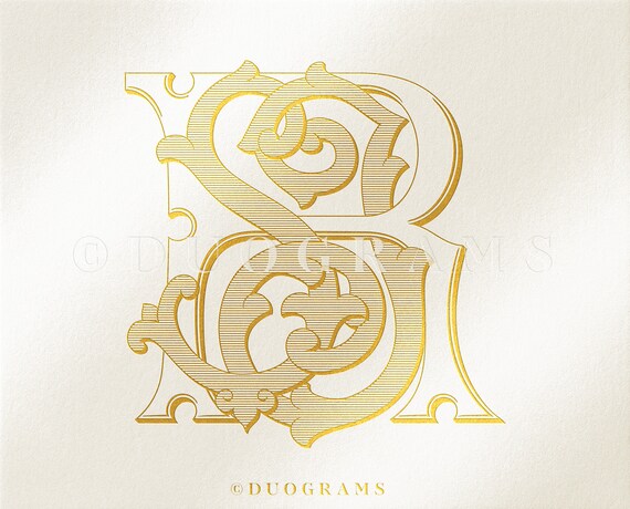 Wedding Monogram Logo S R J 3 Letter Monogram Digital | Etsy