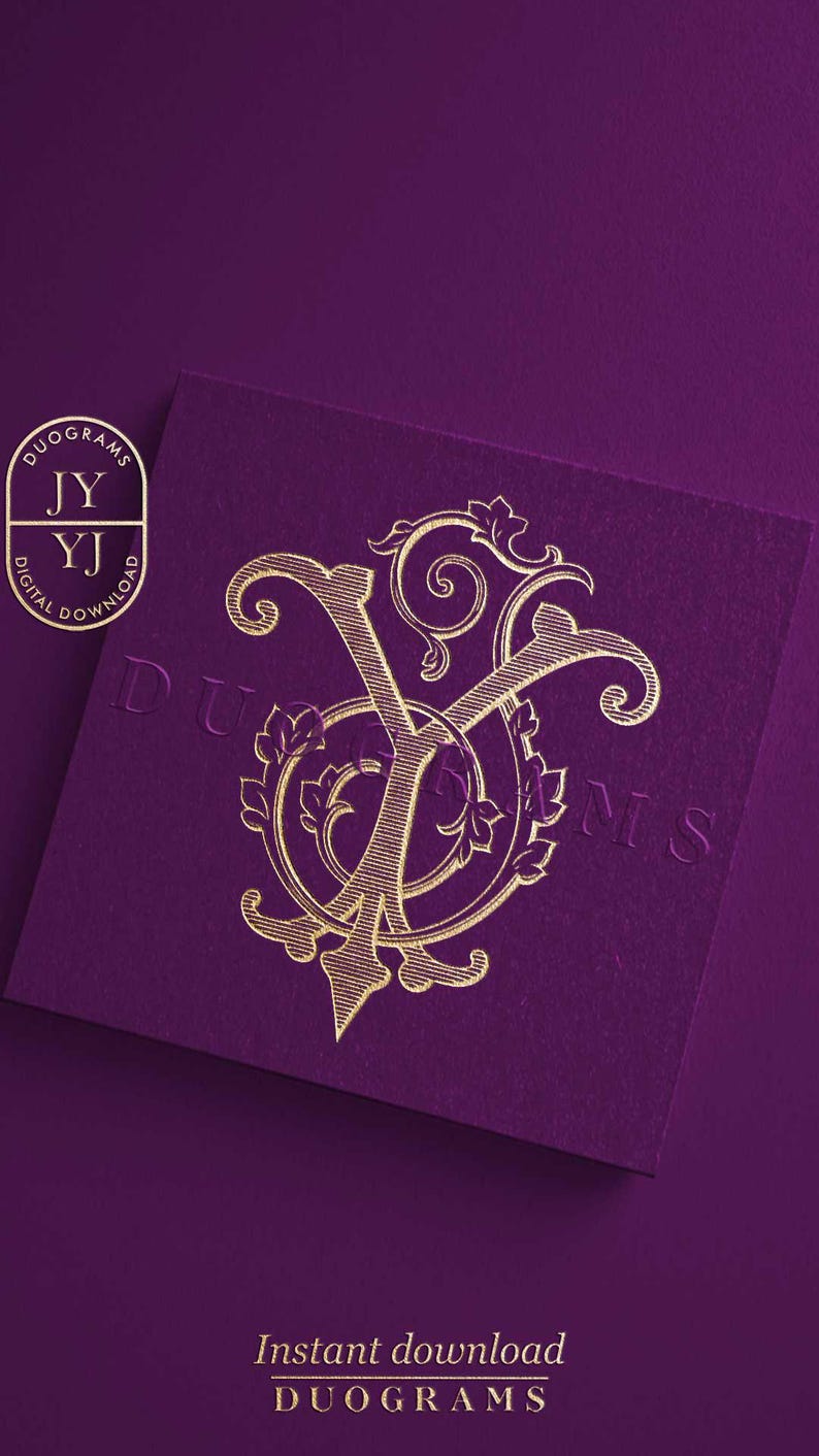 JY YJ Vintage Wedding Monogram Logo Design SVG 2-letter Monogram J Y ...