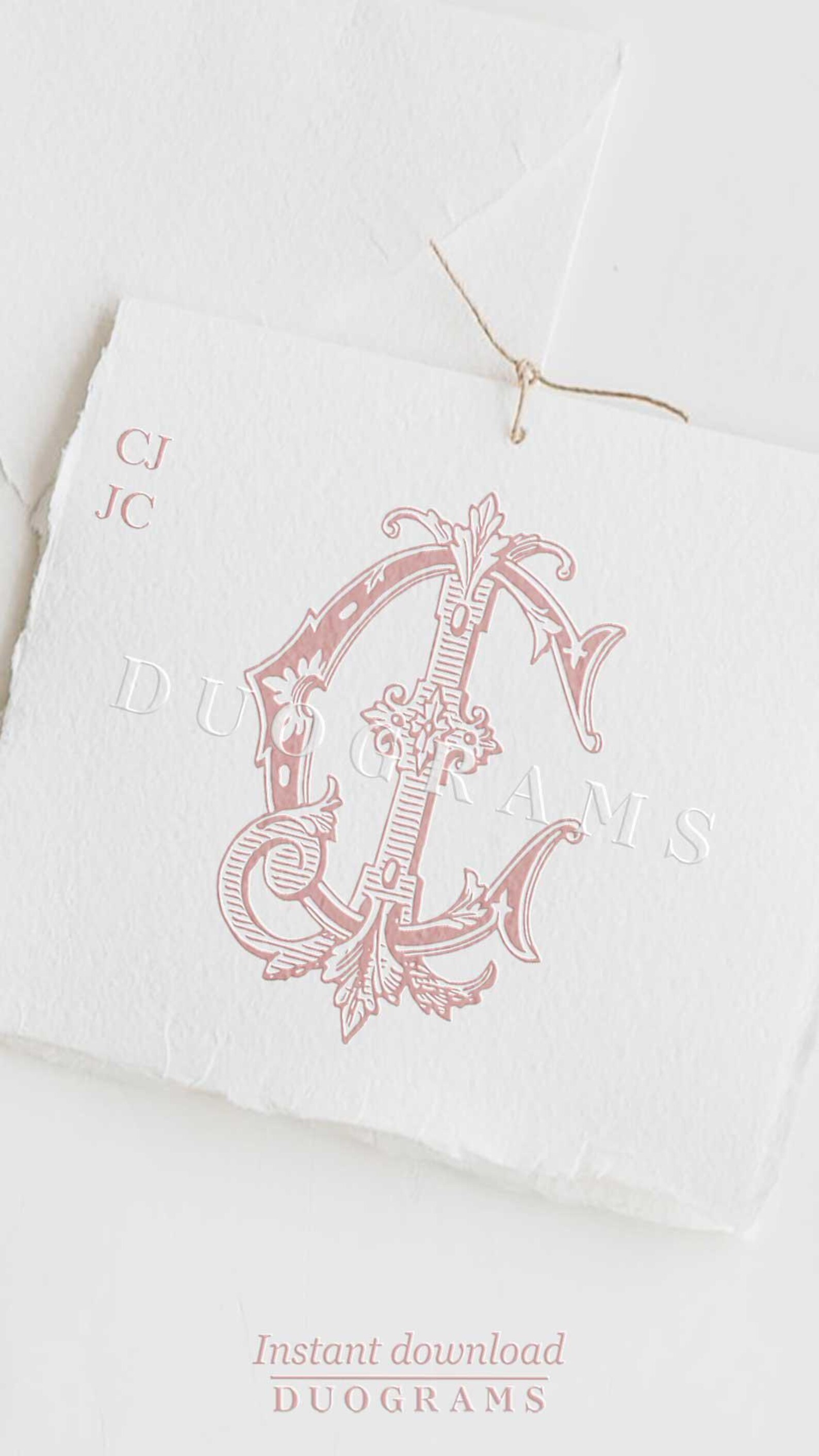 CJ JC Vintage Wedding Monogram Logo Design SVG Two Letters Monogram C J ...