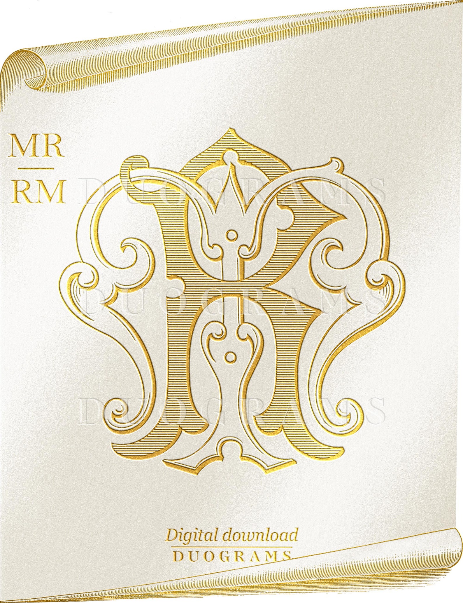 Wedding Monogram MR RM Digital Vintage Monogram SVG - Etsy