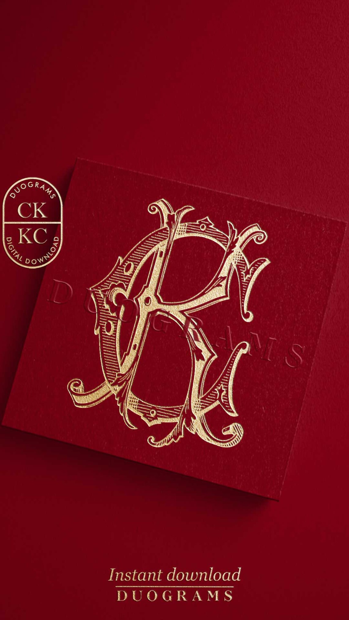 Vintage Monogram Logo CK or KC Two Letter Monogram Design C K Wedding ...