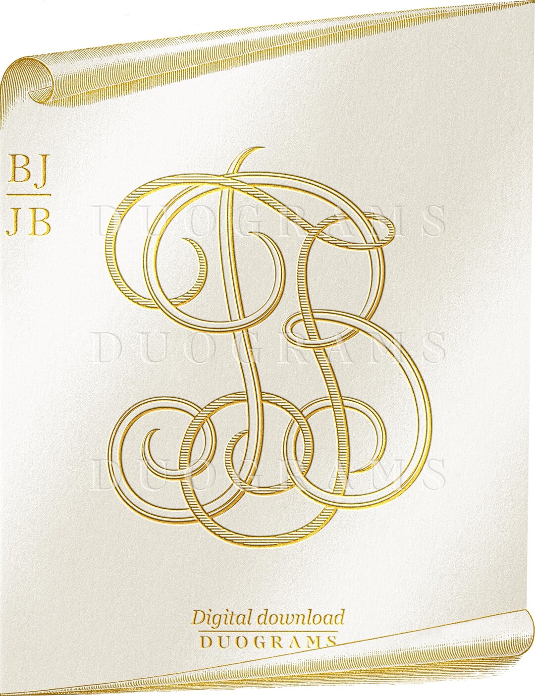 Wedding Monogram Logo Design BJ JB Monogram Wreath SVG Digital Download ...