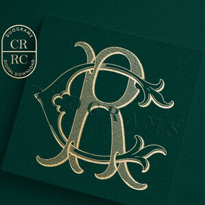 Vintage Two Letter Monogram CR RC Wedding Monogram Logo Design C R ...